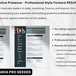 Monogram Professional Resume Template – Editable Canva Design ...
