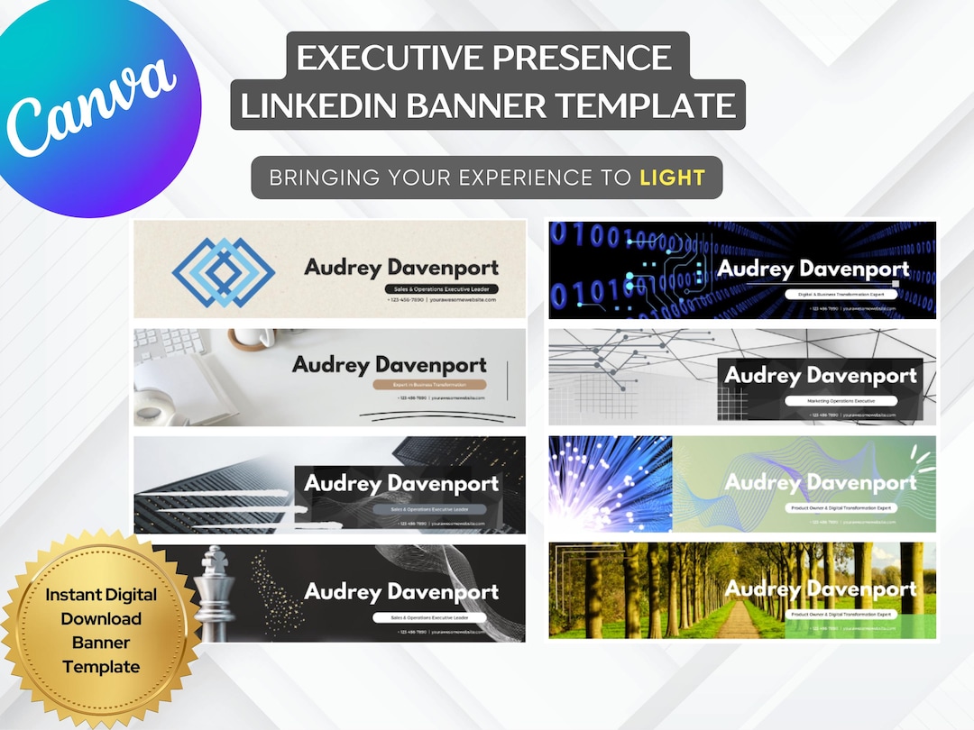 Executive Professional Linkedin Banner Template Digital Download Canva ...