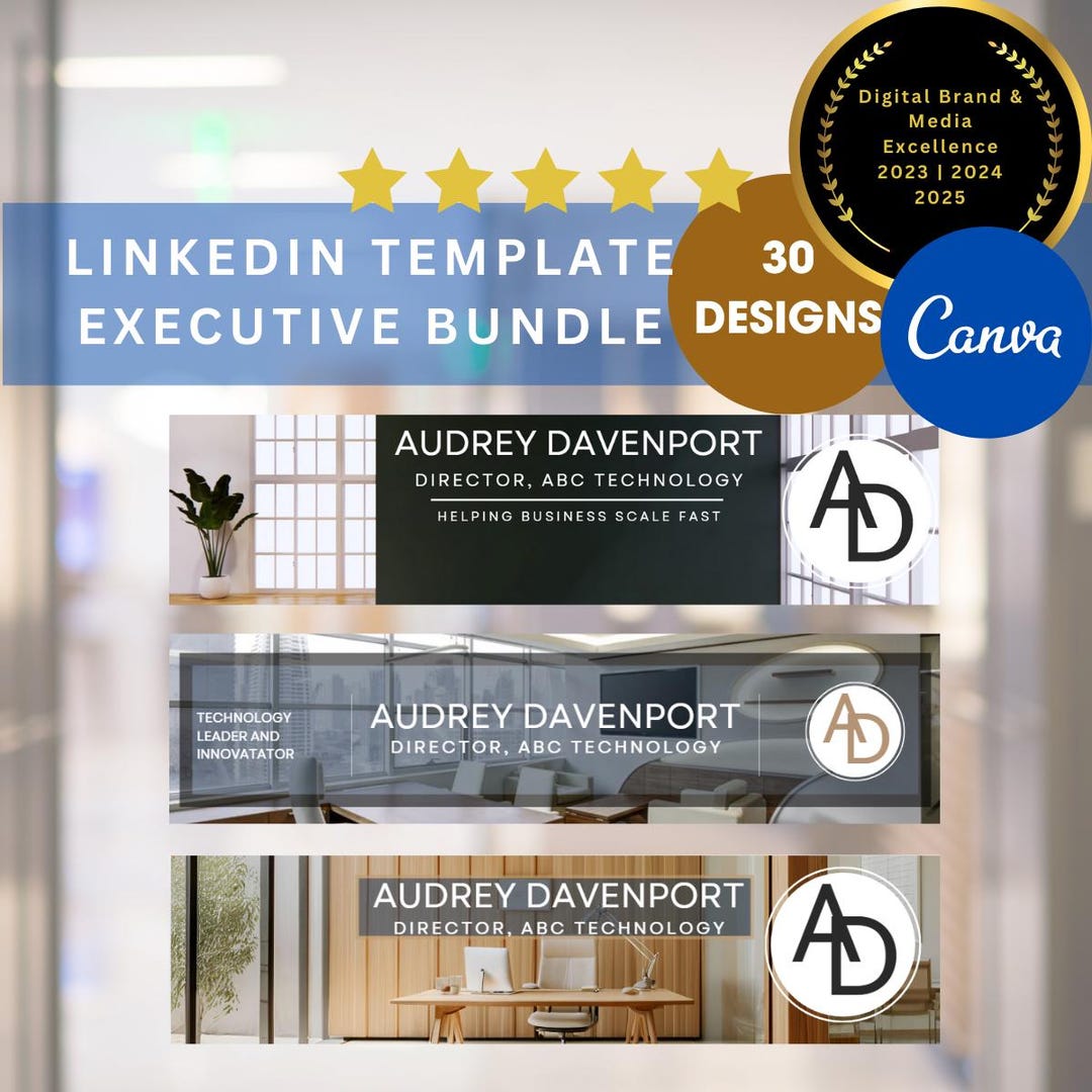 Executive Professional Linkedin Banner Template Digital Download Canva ...