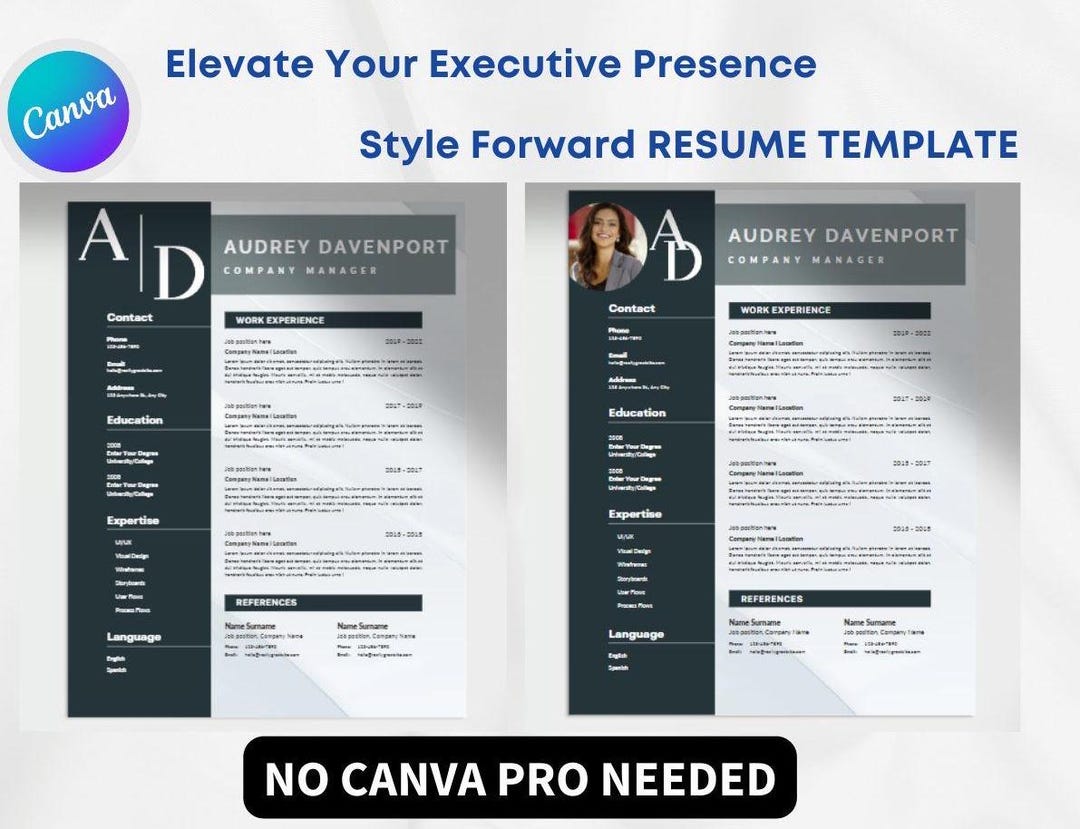 Monogram Professional Resume Template – Editable Canva Design ...