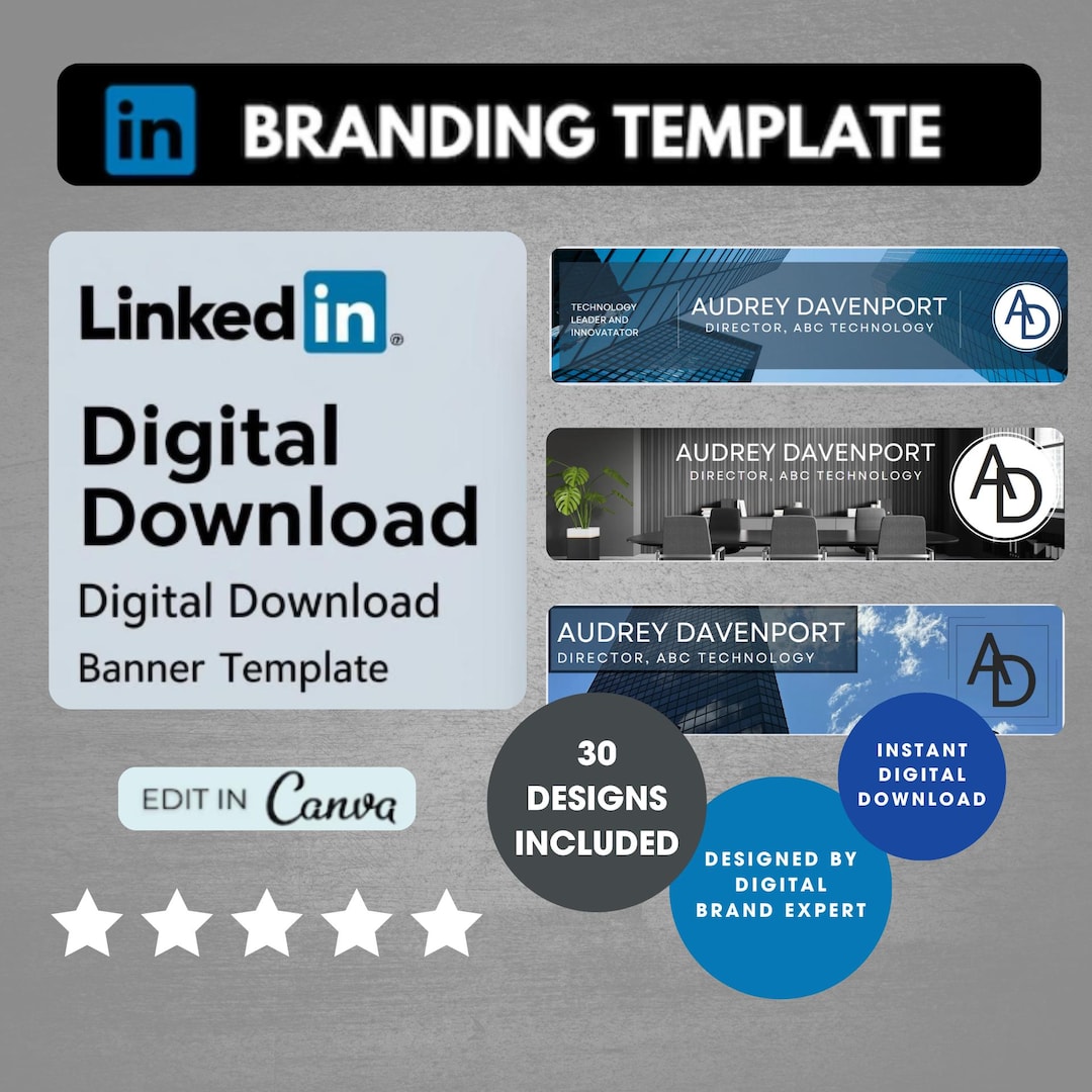 Linkedin Banner Template: Executive Profile Design (30 Banners, Canva ...