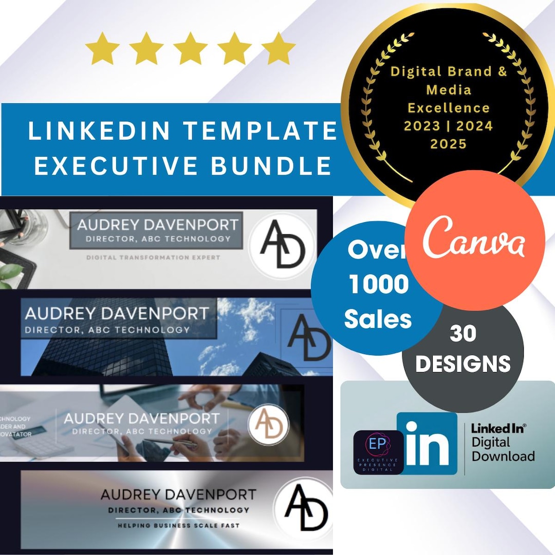 Executive Linkedin Banner Template: Customizable Canva Design (digital ...