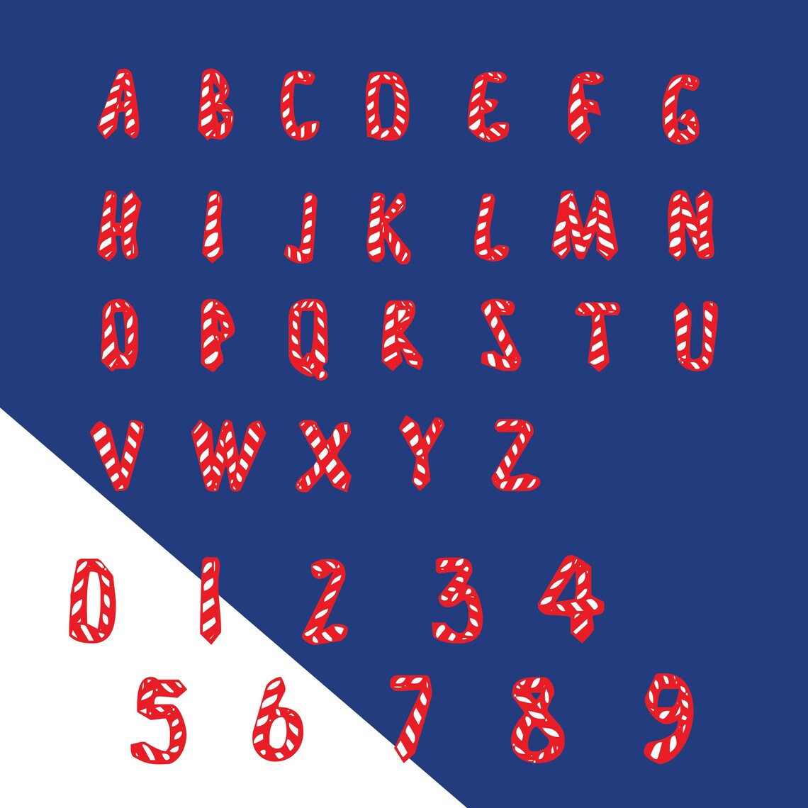 Candy Cane Christmas Alphabets SVG, PNG Letters & Numbers, Typography ...