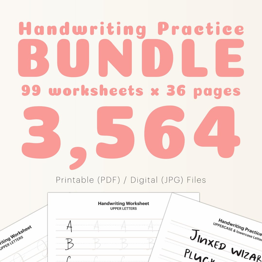 Bundle Sophisticated Hand Writing Practice, Printable Workbook ...