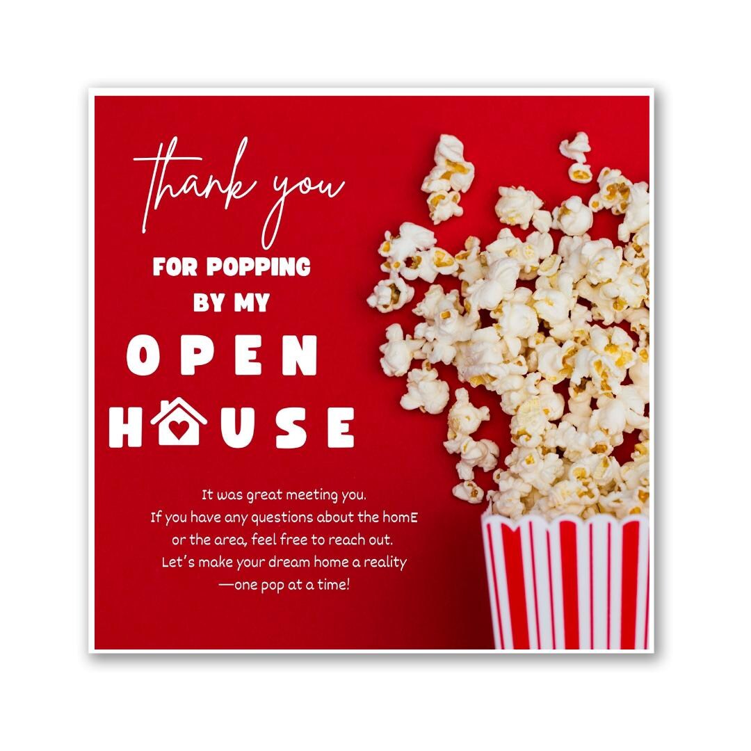 Thank You for Popping By Popcorn-themed Card for Open House, Card for ...