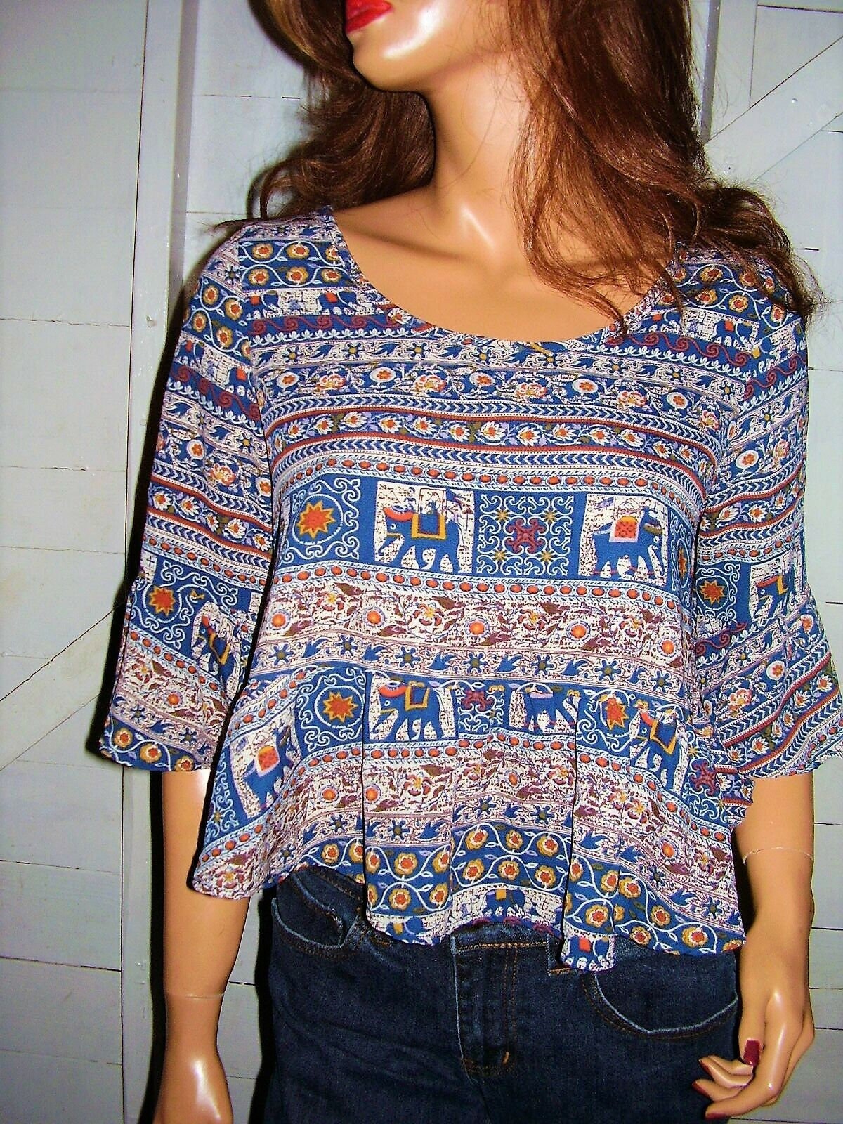 Blue Boho Ruffled Blouse Sz XS - Etsy