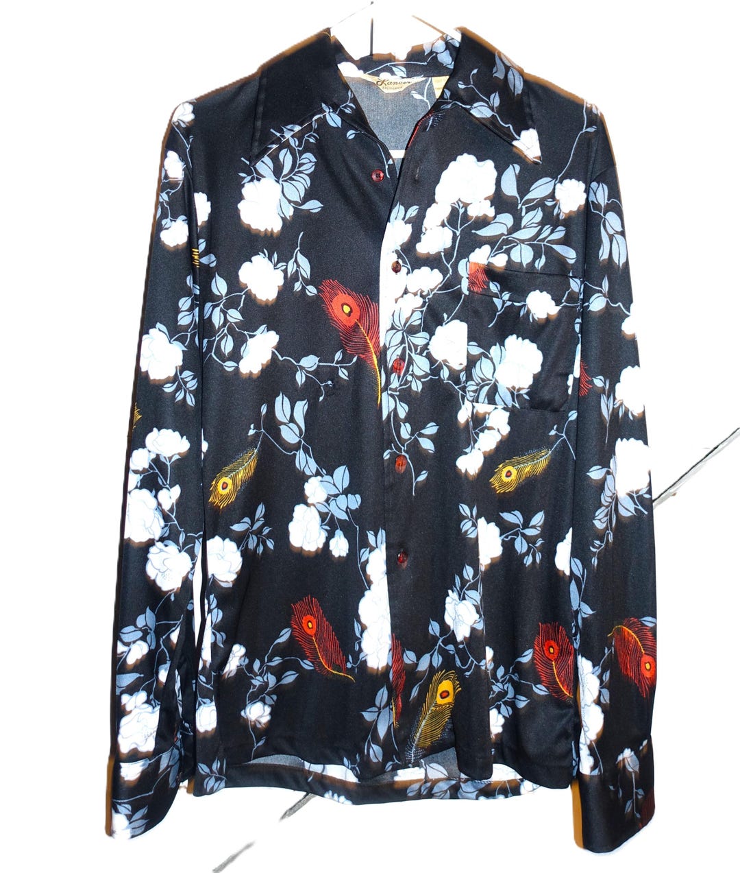 Vintage Lancer California Black Floral Disco Shirt M - Etsy