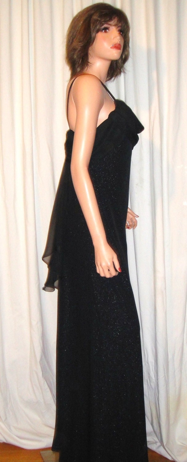 Vintage Night Scene California Black Sparkle Formal Gown Dress 13/14 - Etsy