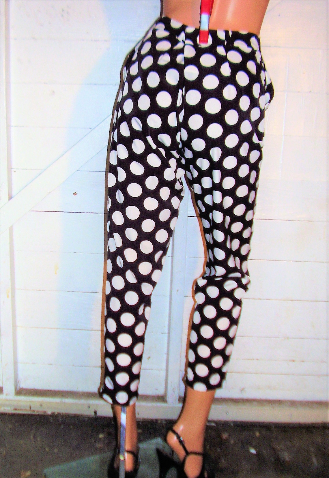 Vintage Black White Polka Dot Pants 7 - Etsy