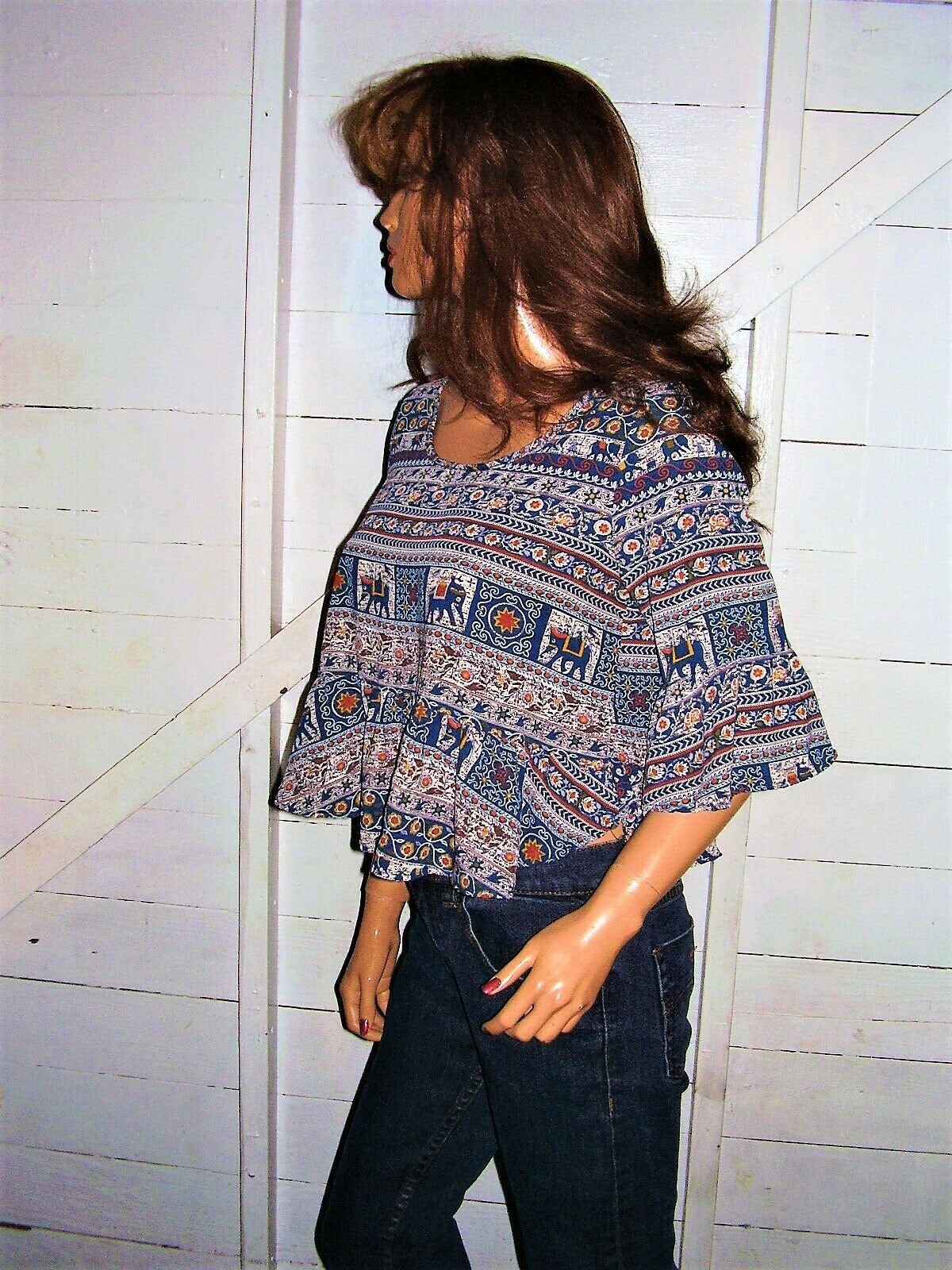 Blue Boho Ruffled Blouse Sz XS - Etsy