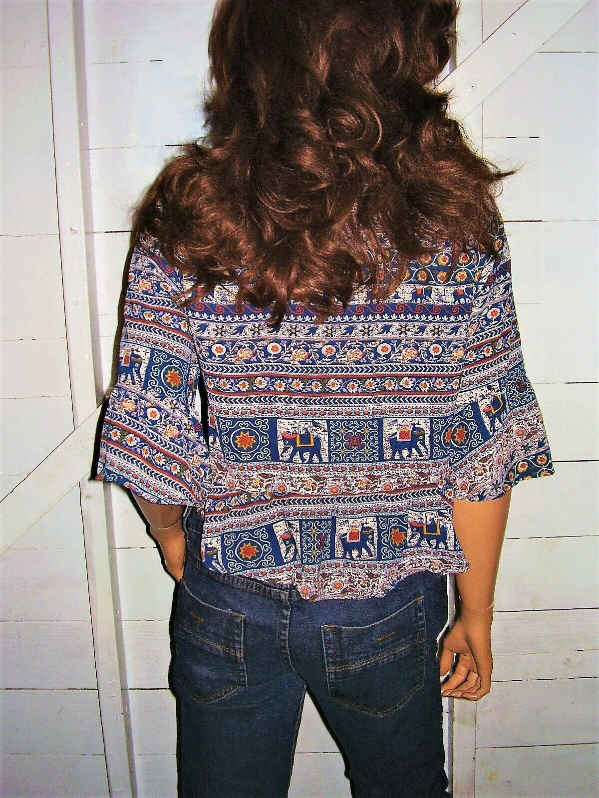 Blue Boho Ruffled Blouse Sz XS - Etsy