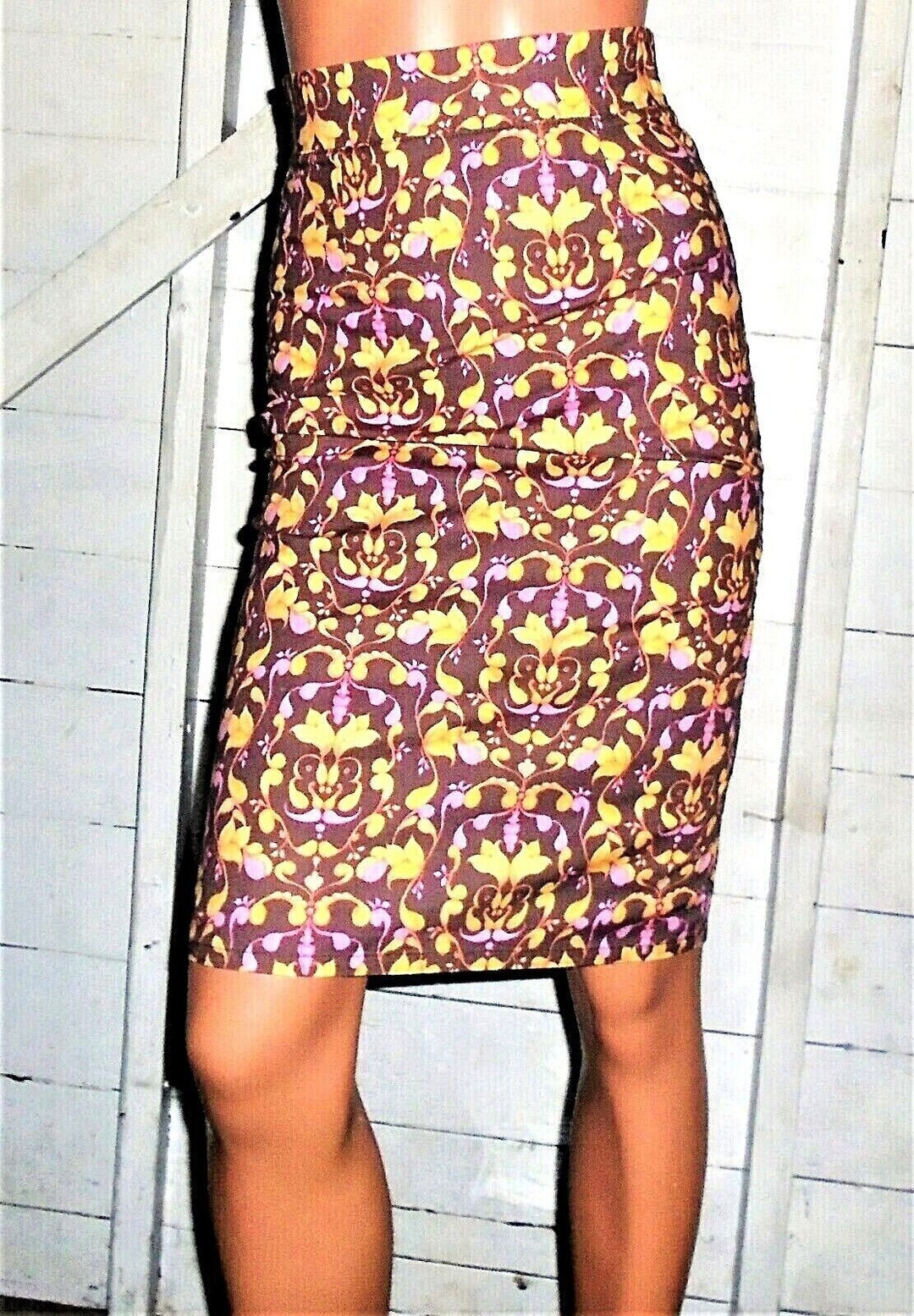 Shabby Apple Tan Yellow Floral Pencil Skirt XXS - Etsy
