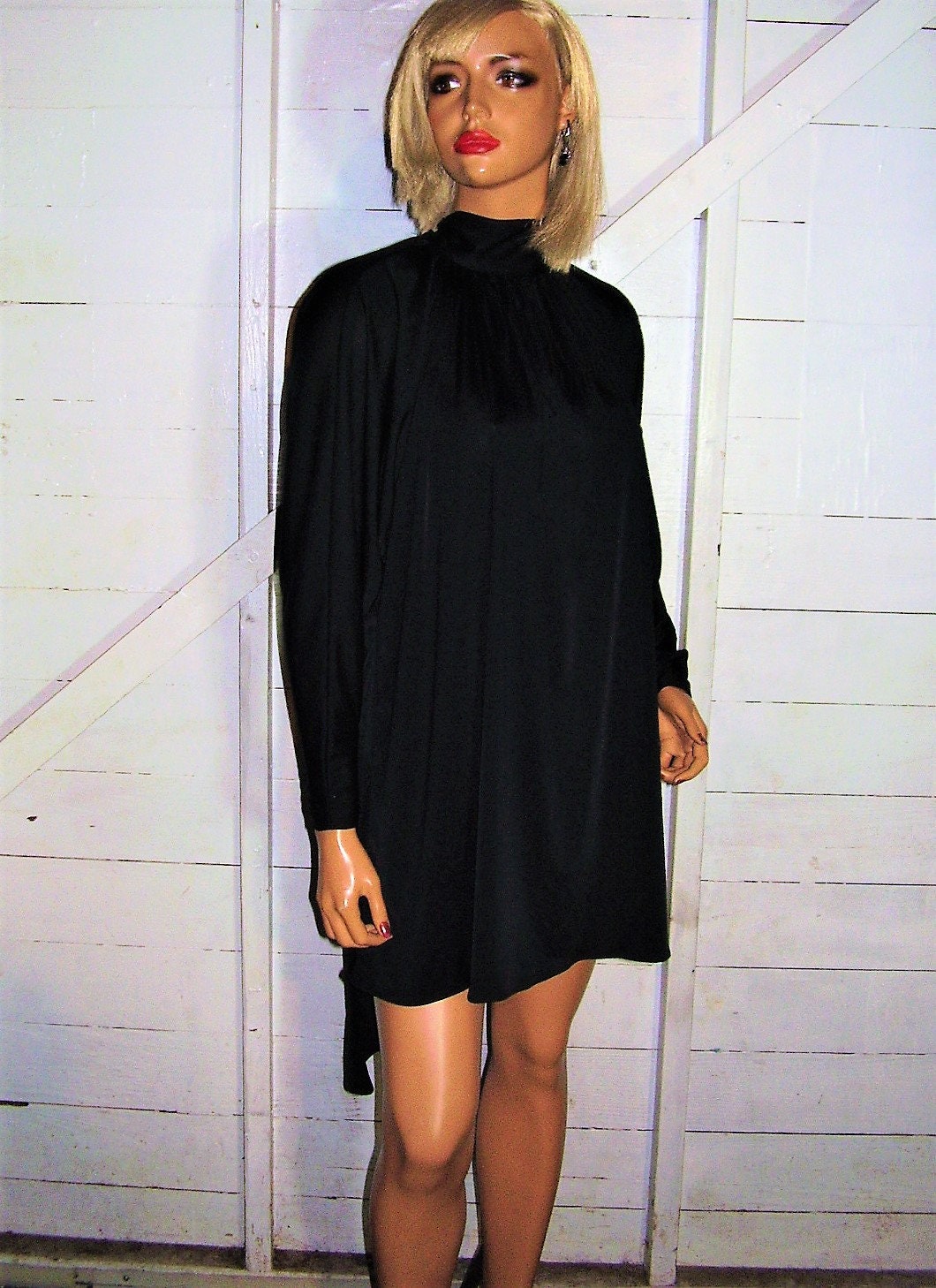 Vintage Joy Stevens Black Plunging Back Dress XL - Etsy