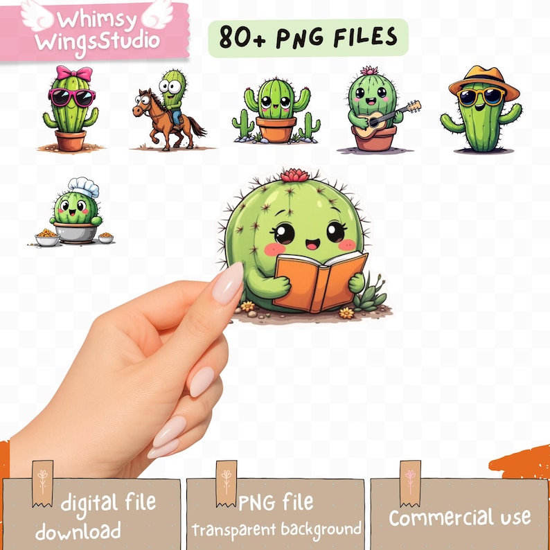 80+ Watercolor Cute Cartoon Cactus Clipart Bundle | Desert Graphics ...