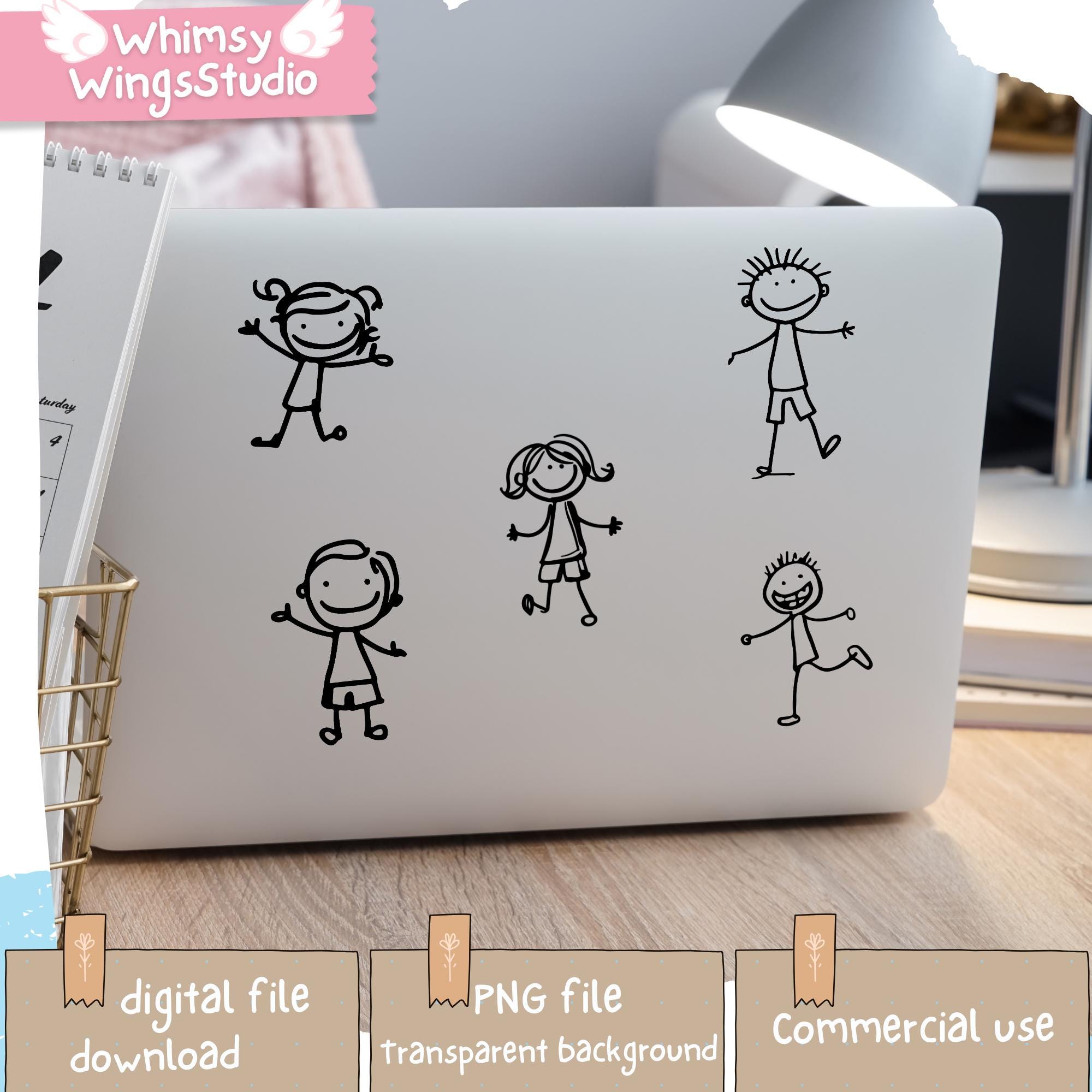 Cute Doodle Stick Figure Clipart | Nursery Decor PNG (digital Download ...