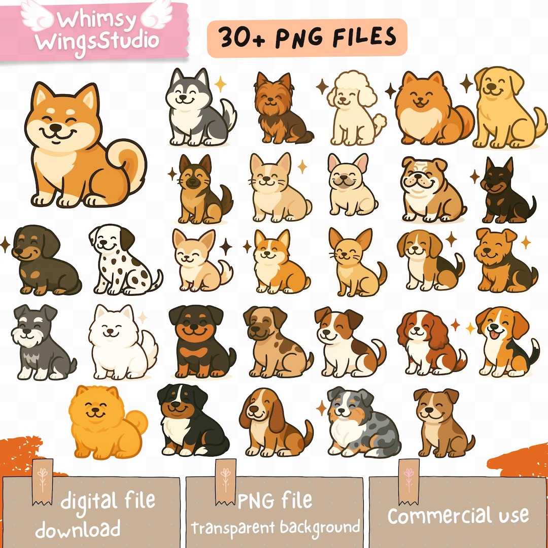 Dog Breed Stickers | PNG Clipart Set (digital Download - Etsy