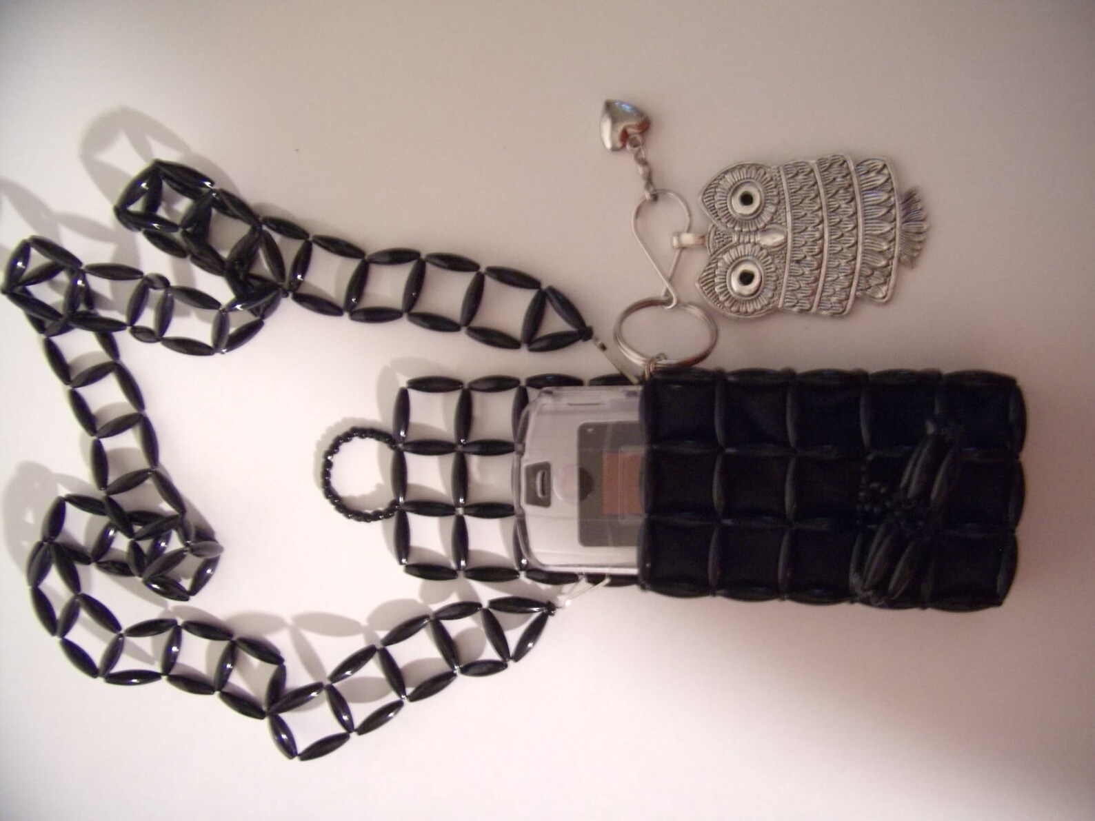 Black Beaded Mobile Phone Pouch | Custom-made Mobile Case | Hand-beaded ...