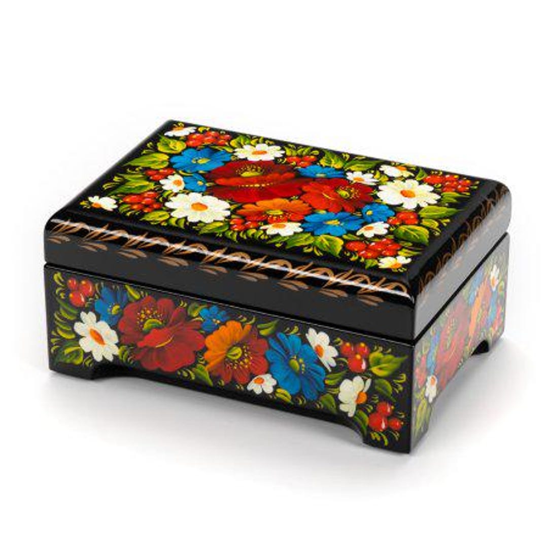 Petrykivka Jewelry Casket /decorative Box/ Unique Lacquer Box/ Hand ...