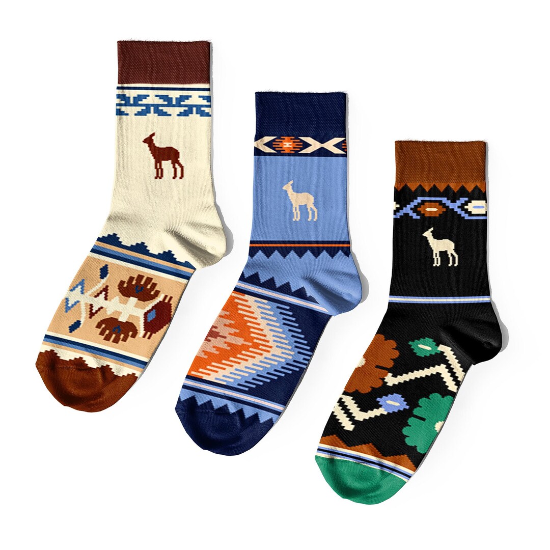 Ukrainian Boho Folk Art Socks Set: Cotton, Vibrant Patterns, Made in ...