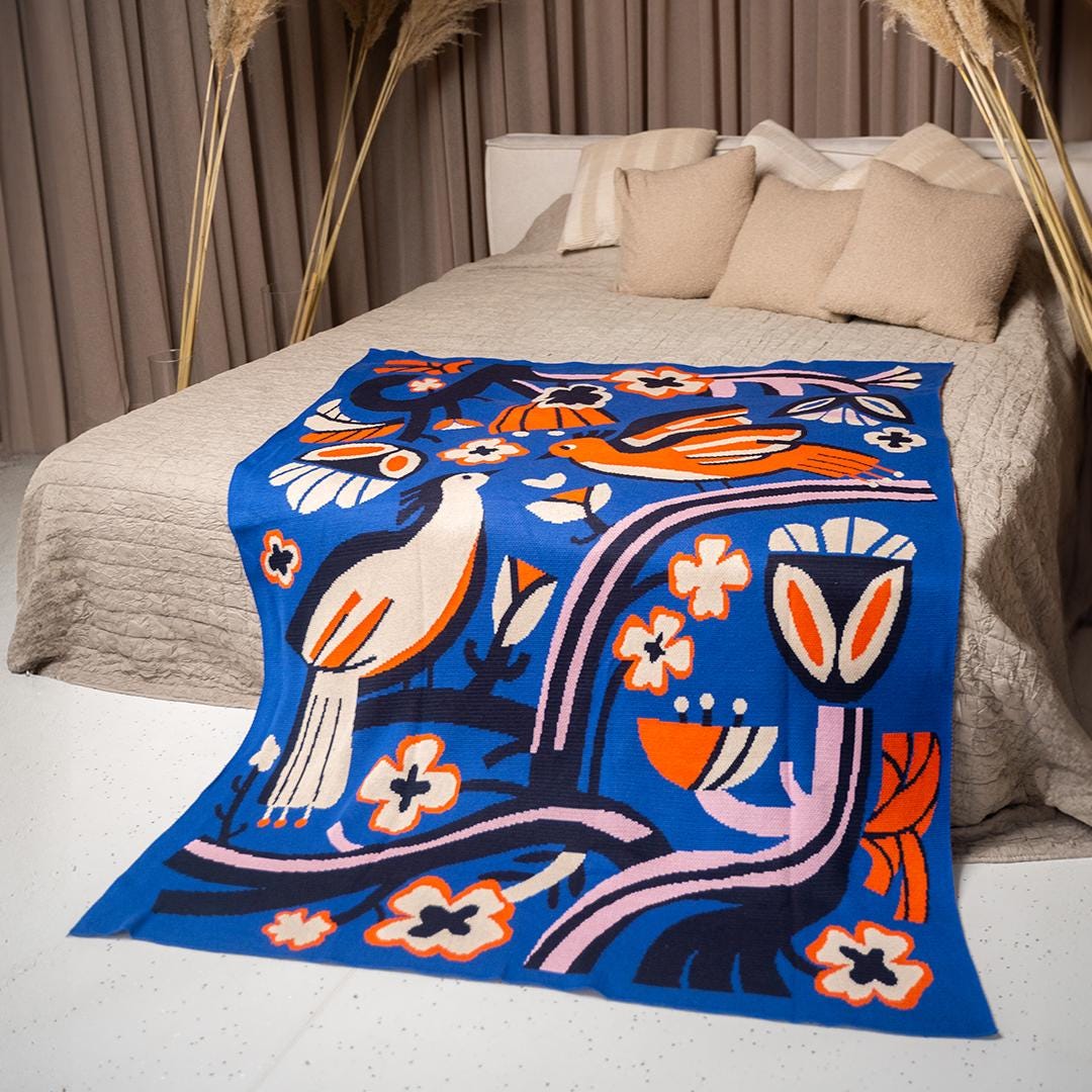 Ukrainian Birds Blanket - Boho Home Decor - Hutsul Tapestry Throw L ...