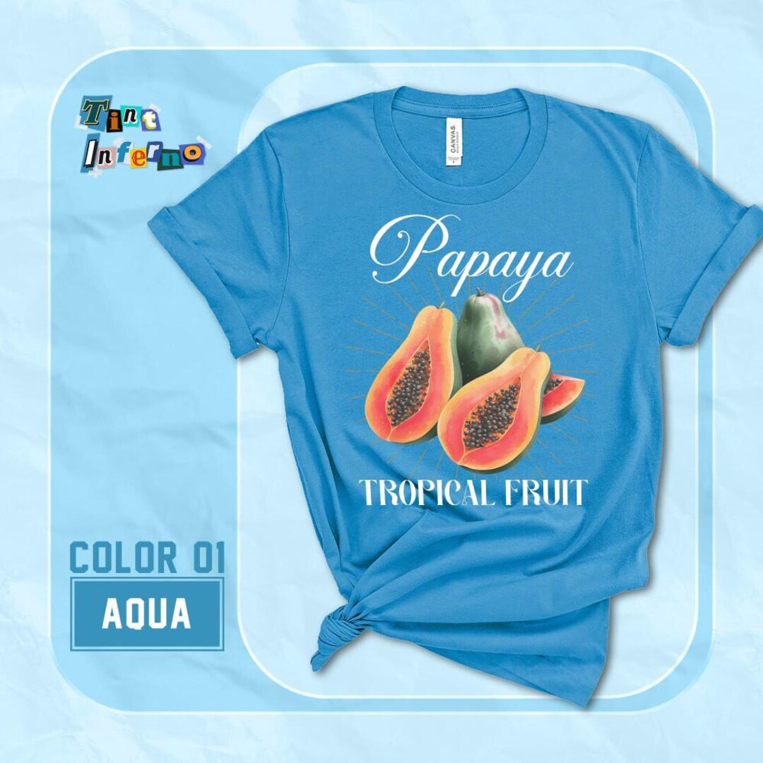 Papaya Tropical Fruit Shirt, Cottagecore Blue Shirt, Bella Canvas Shirt ...