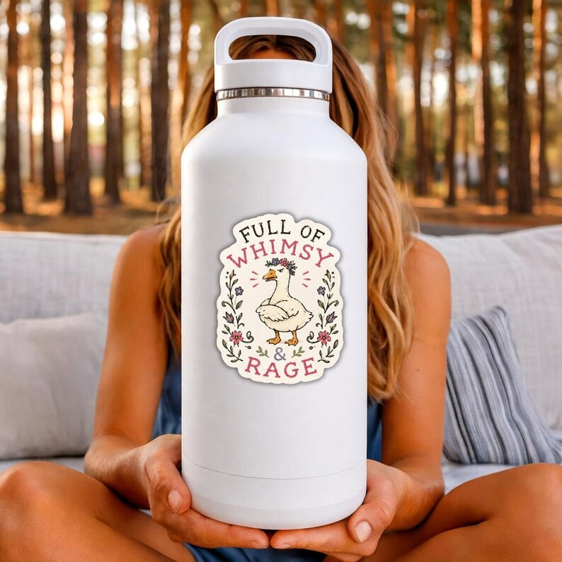 Angry Goose Sticker, Whimsy & Rage Vinyl Decal, Cottagecore Art ...