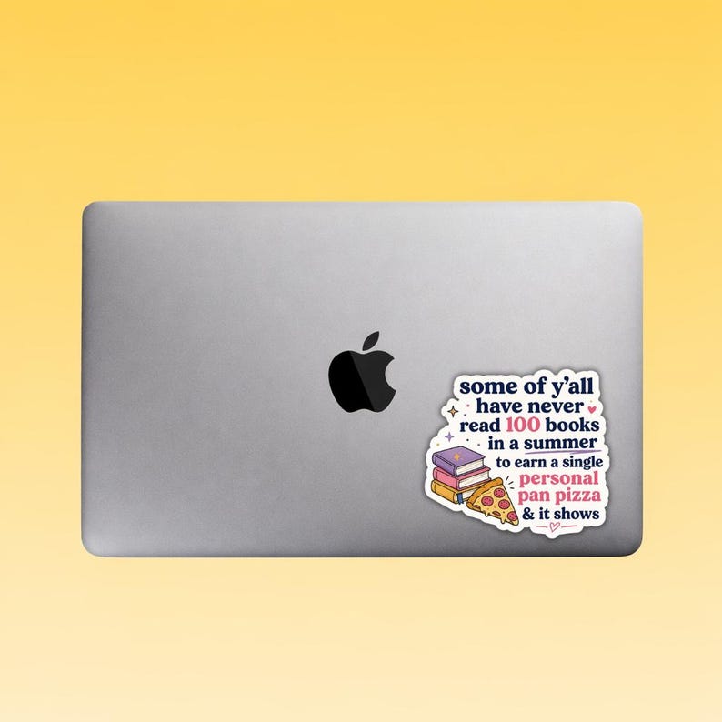 Funny Reader Sticker, Bookworm Vinyl Decal, Read 100 Books Pizza Quote ...