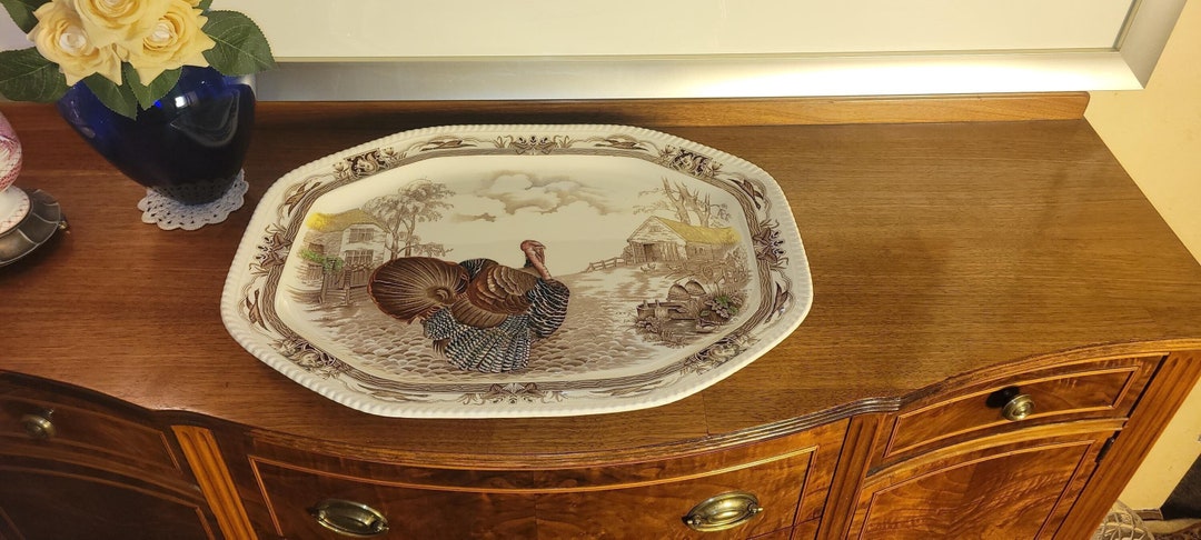 Turkey Platter Barnyard King Johnson Bros Made in England Hand Engraved ...