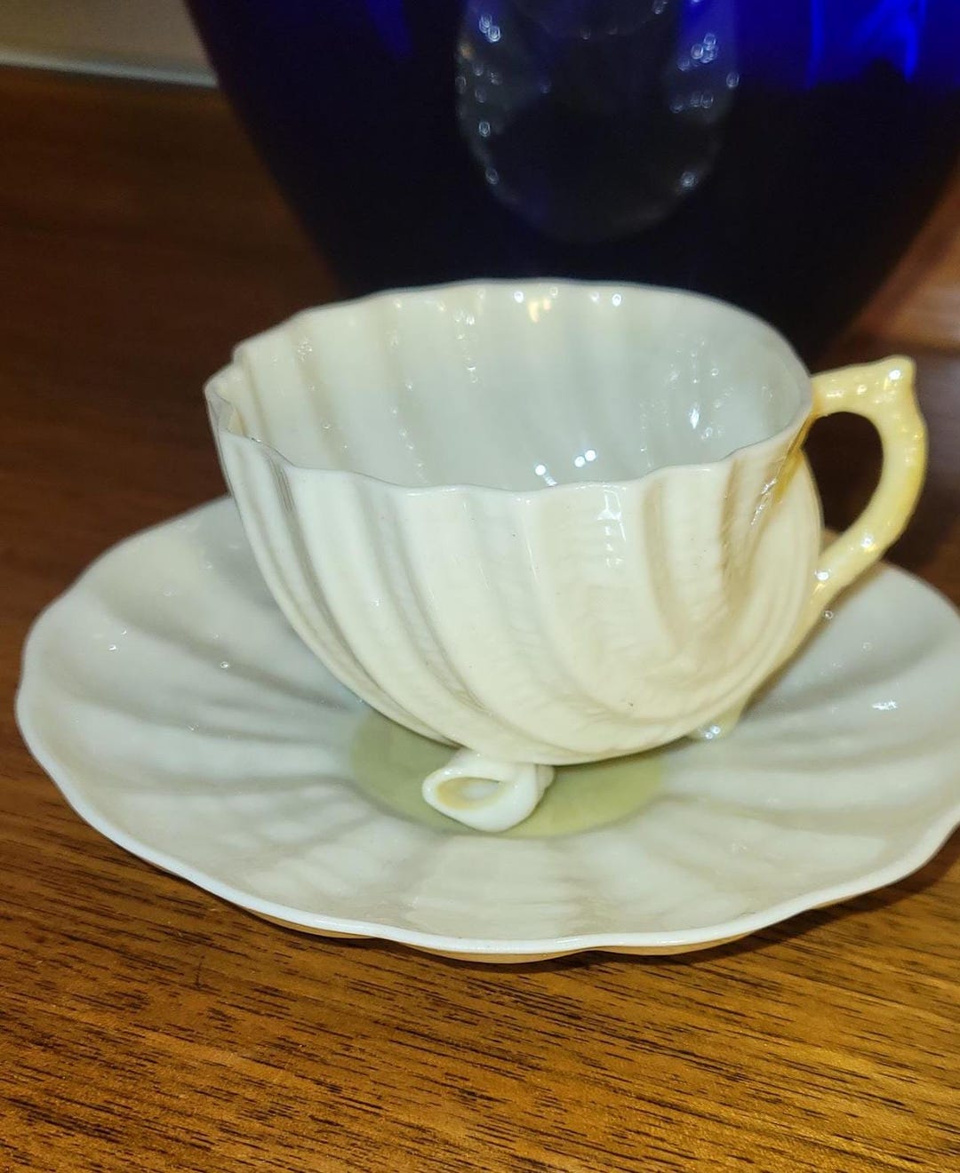 Belleek Cream Neptune Cup & Saucer 6th Green Mark 1965-80 - Etsy