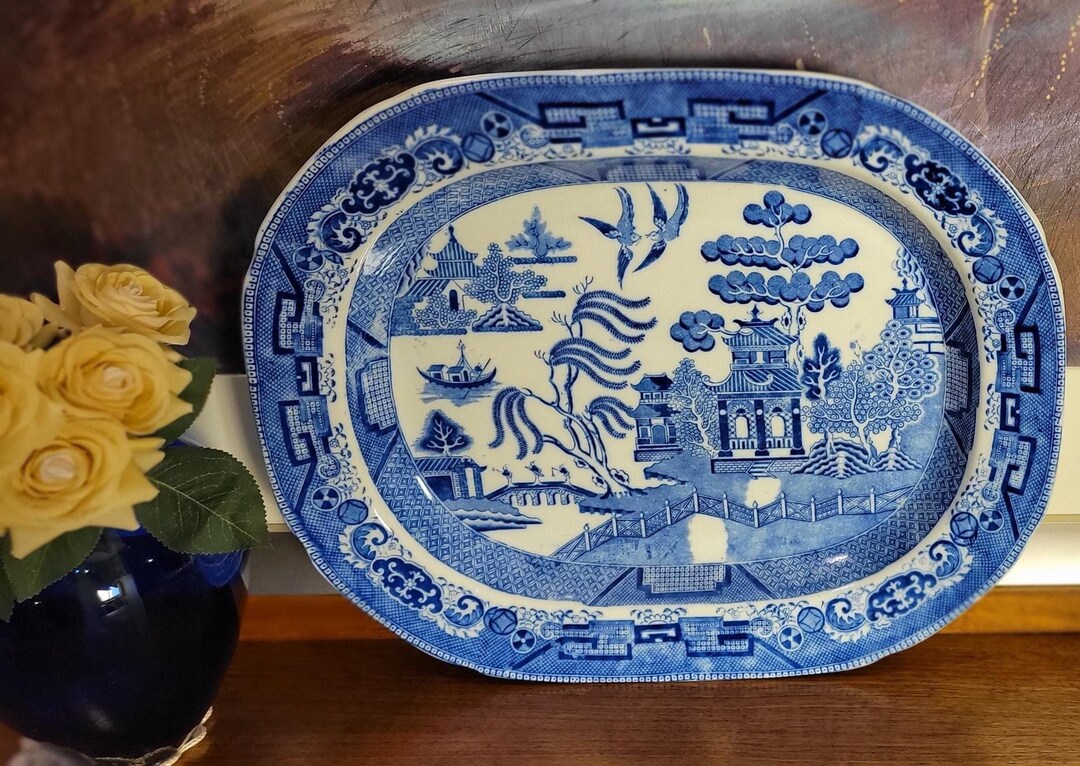 Antique Blue Willow Turkey Platter by Ridgeway. - Etsy