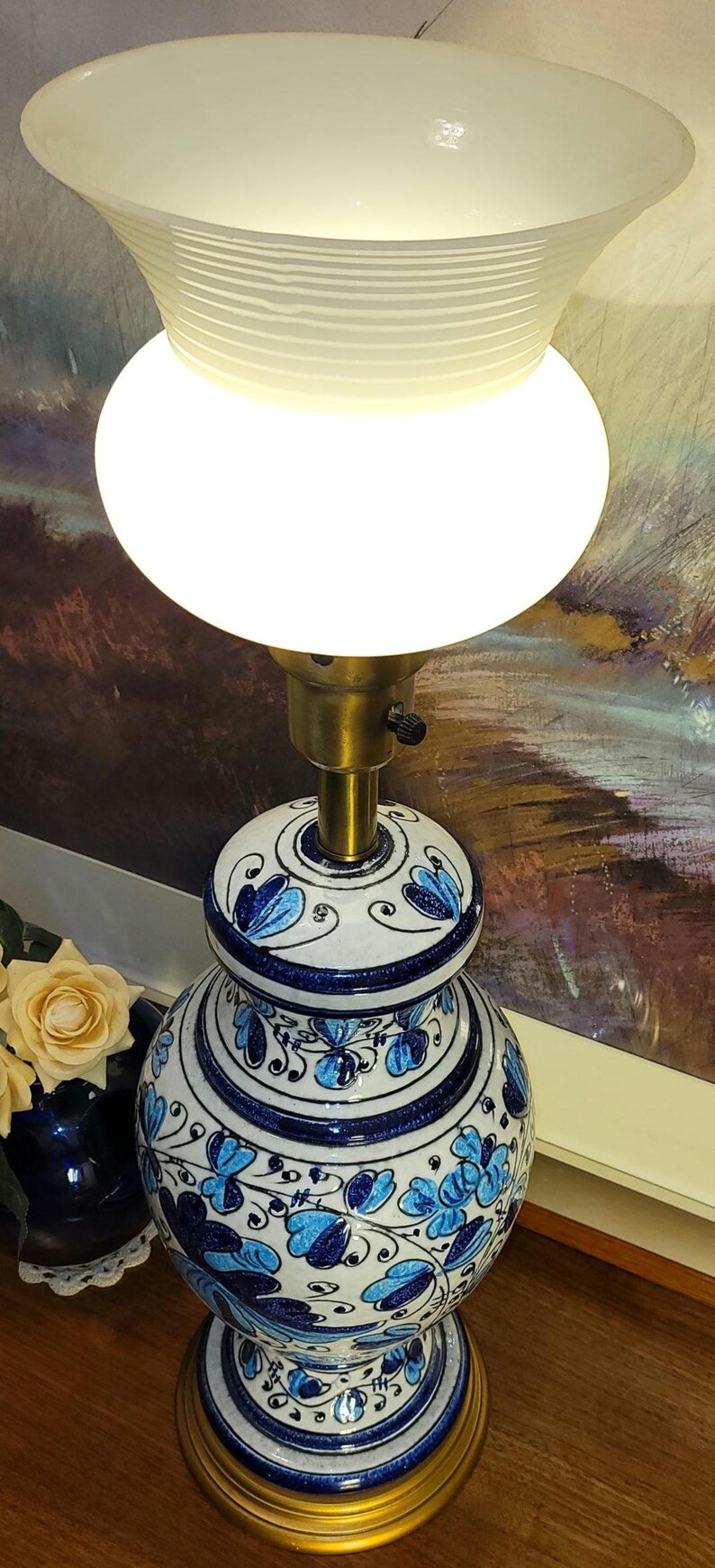 Elegant Blue and White Ceramic Table Lamp. - Etsy