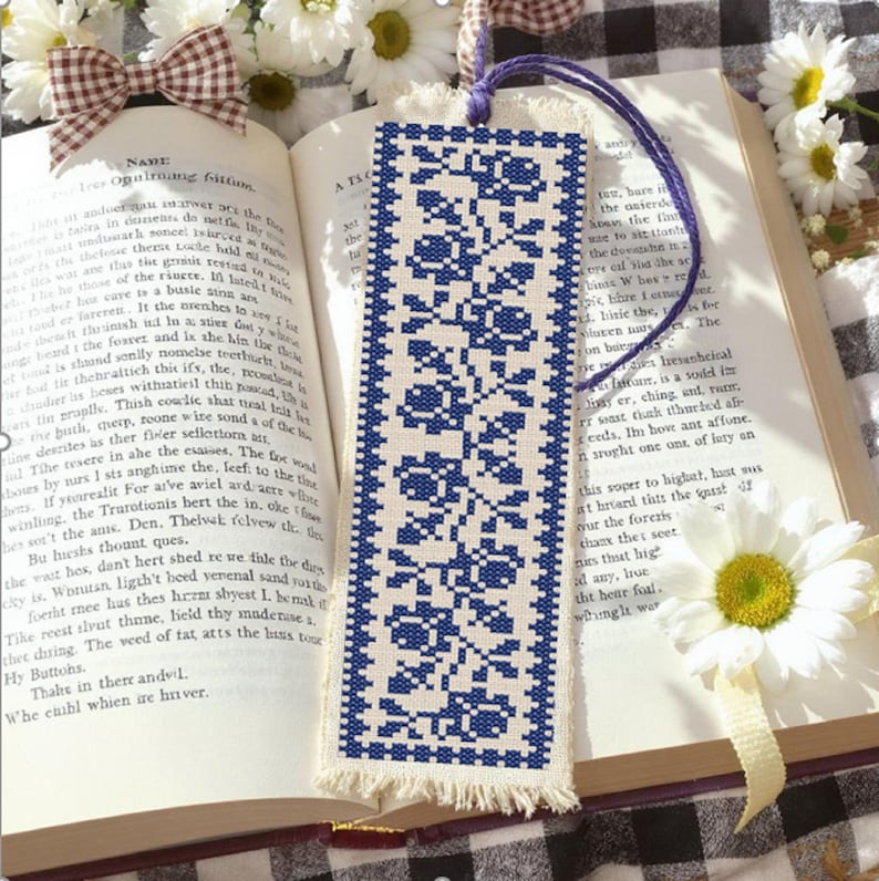 Set of 2 Cross Stitch Bookmark Patterns Vintage Sampler Designs for ...