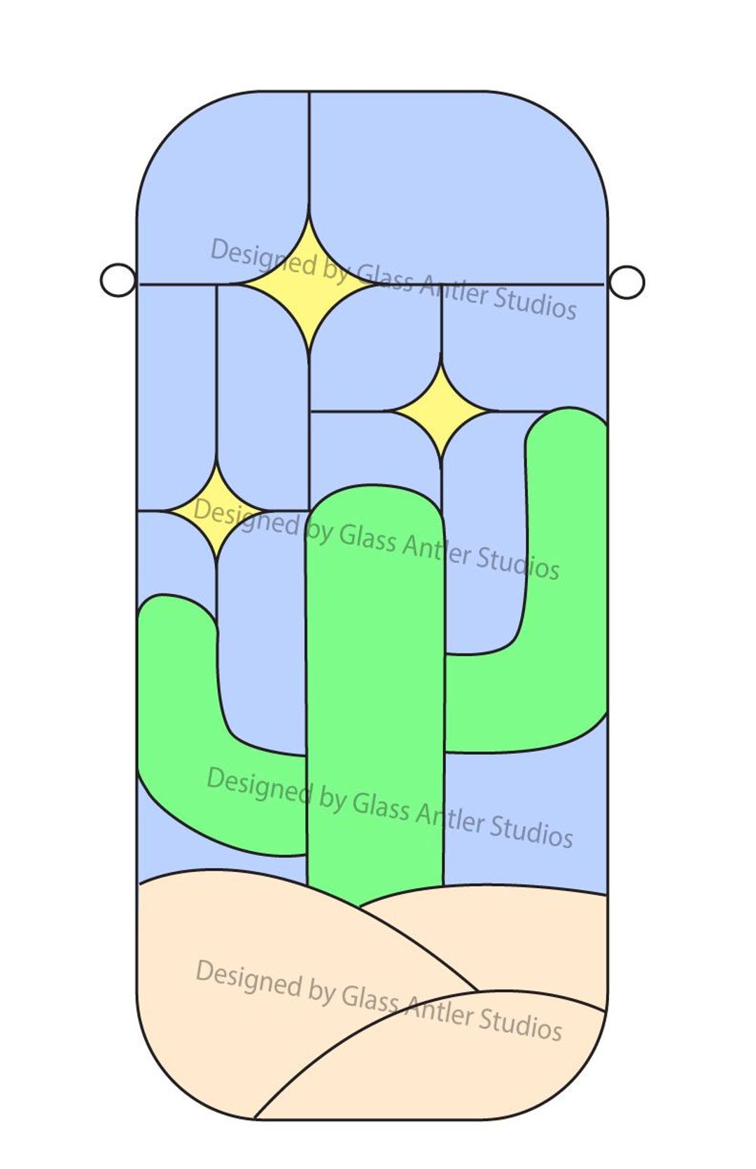 Cactus Stained Glass Pattern Cactus and Sky Design - Etsy