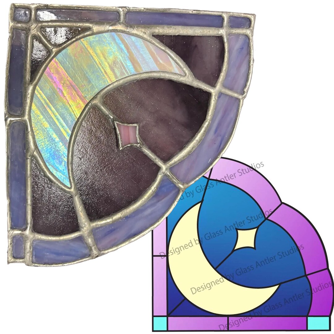 Pattern! Moon Stained Glass Bookend Corner Sun Catcher Pattern - Etsy