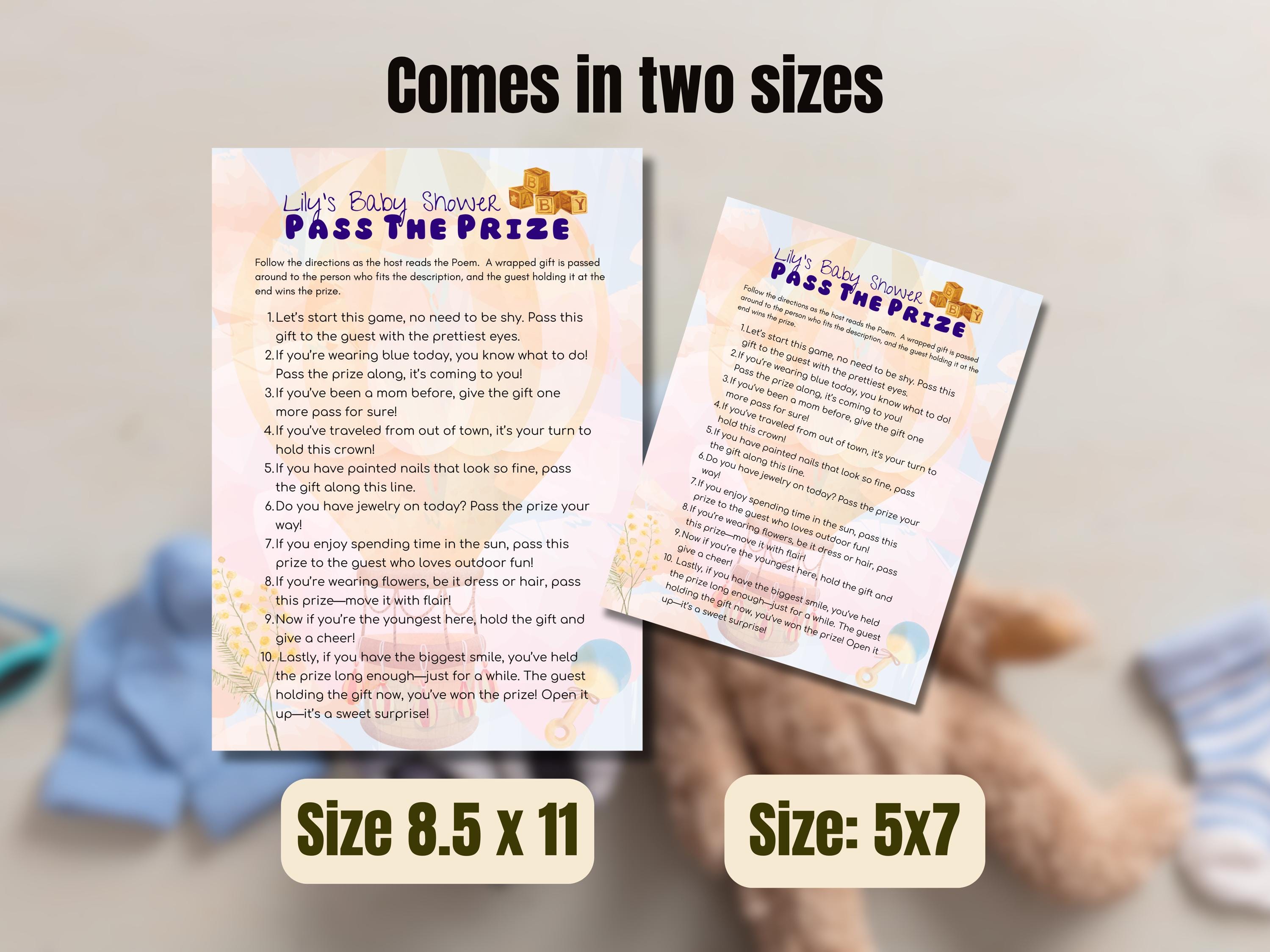 Editable Canva Template,pass the Prize Baby Shower Game,icebreaker ...