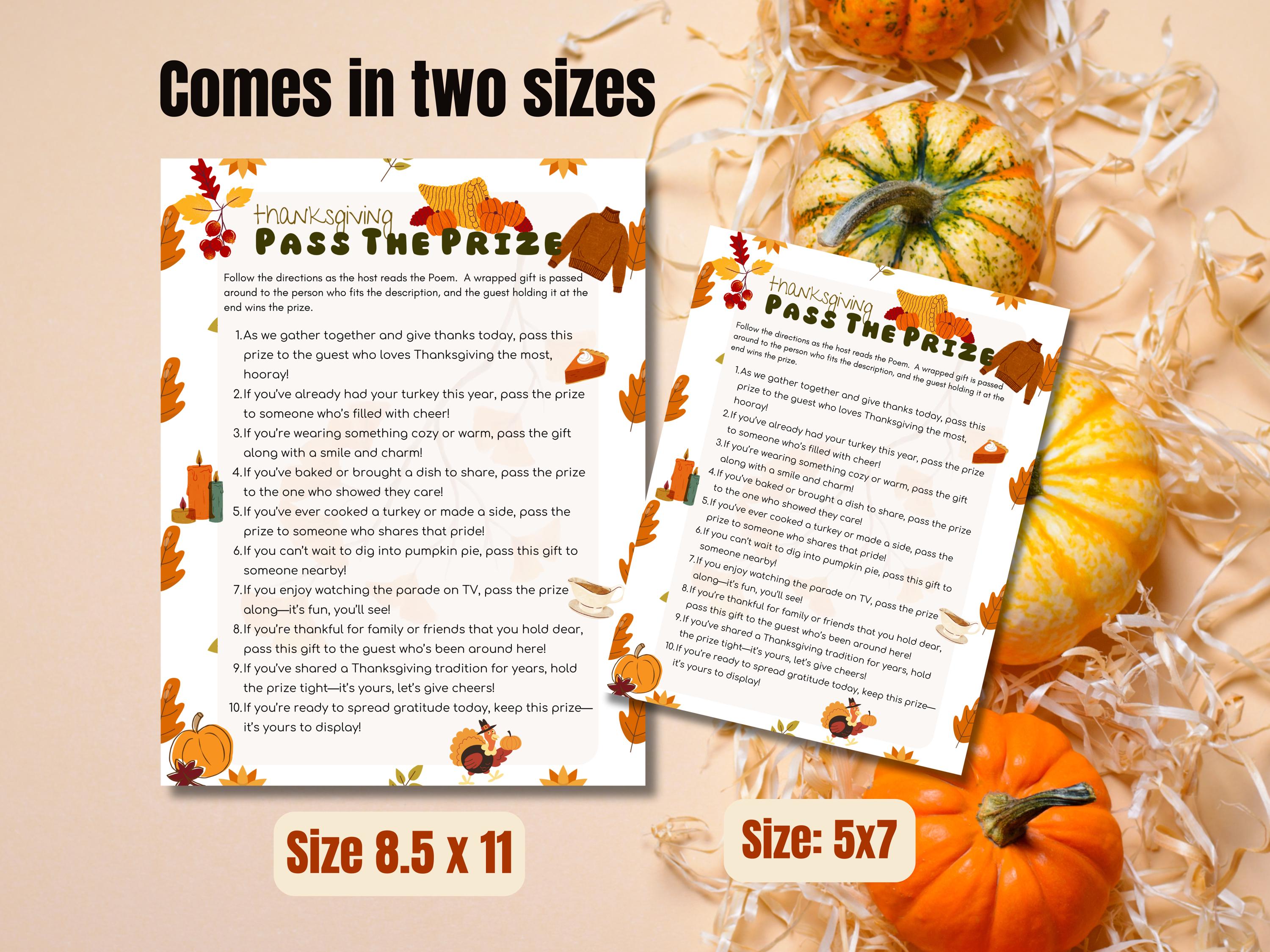 Editable Canva Template,pass the Prize Thanksgiving Game,icebreaker ...