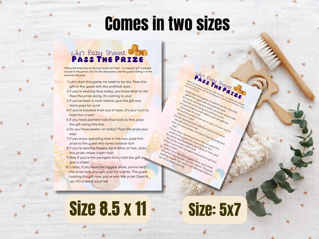 Editable Canva Template,pass the Prize Baby Shower Game,icebreaker ...