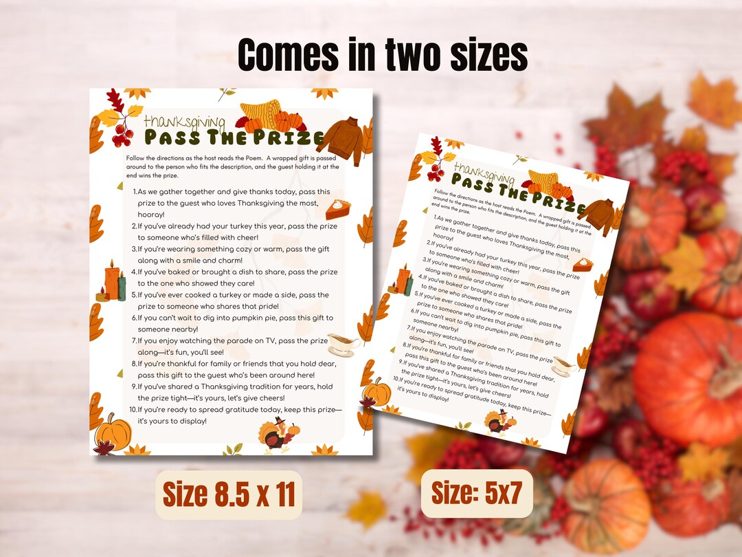 Editable Canva Template,pass the Prize Thanksgiving Game,icebreaker ...
