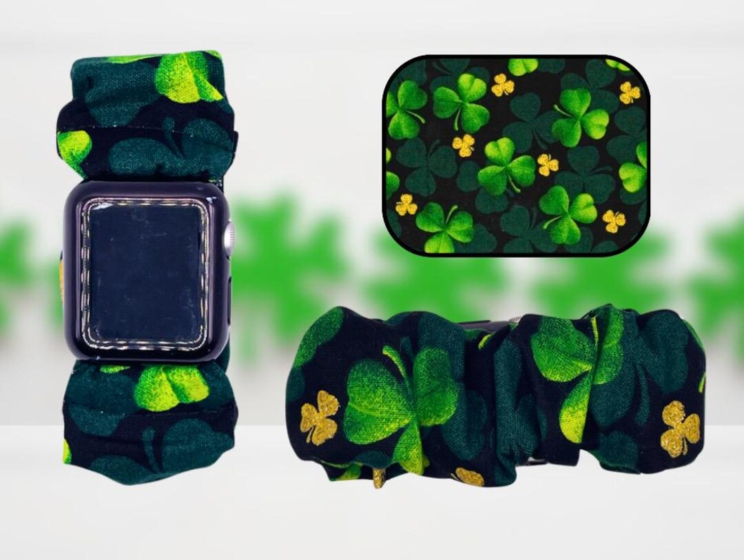 Saint Patrick’s Day Clover Fabric Scrunchie Smart Watch Wristband - Etsy