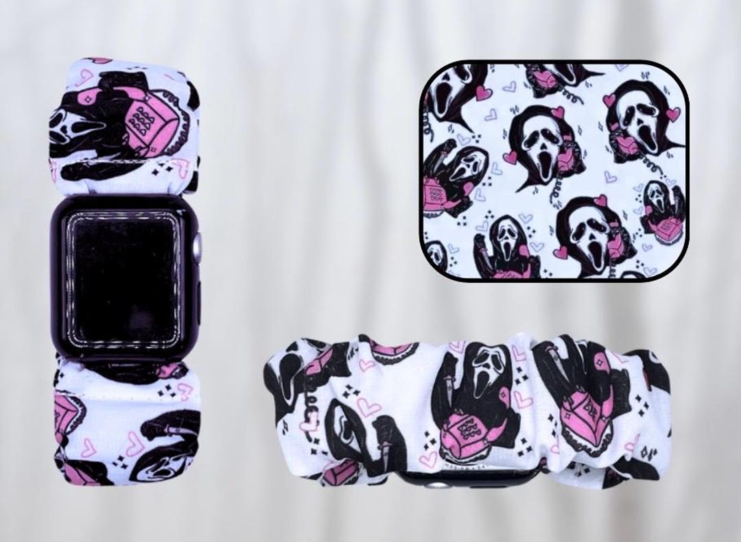 Halloween Horror Ghost Scary Movie Themed Fabric Scrunchie Smart Watch ...