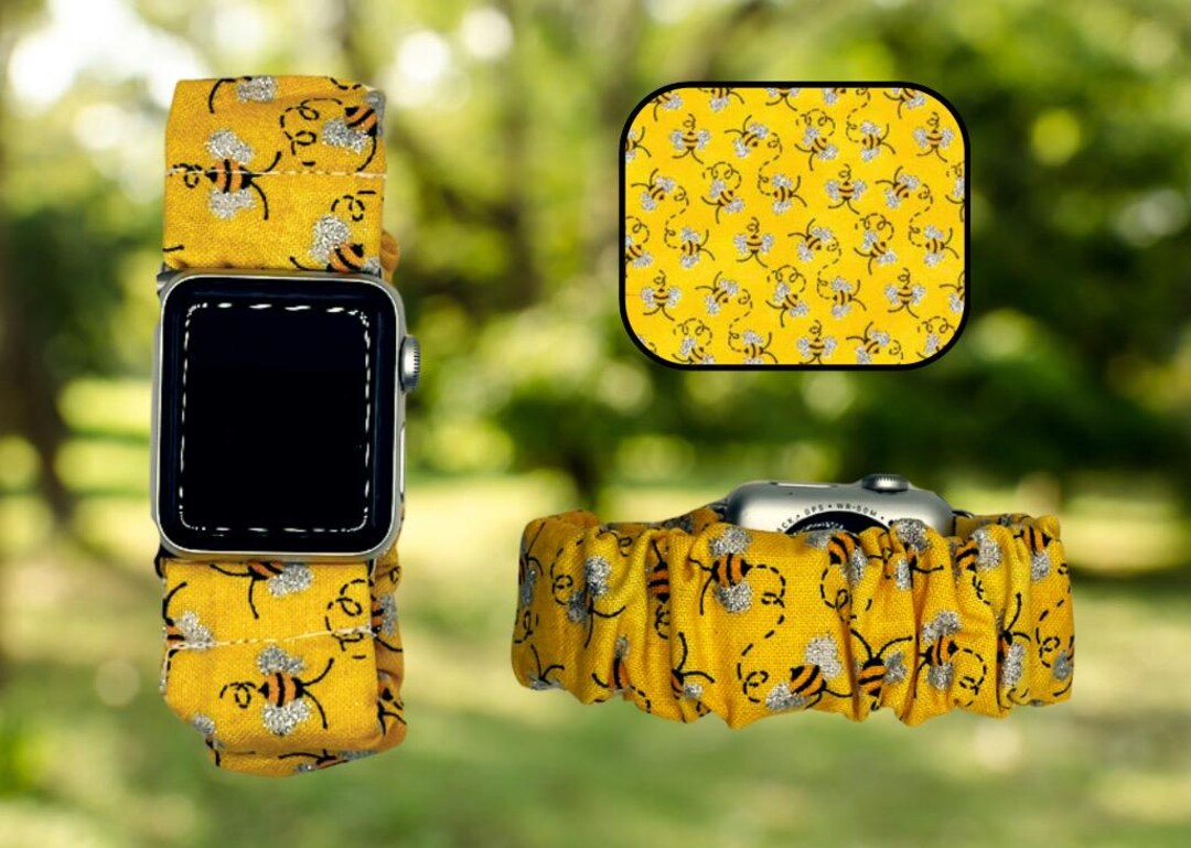 Bumble Bee Themed Fabric Scrunchie Smart Watch Wristband - Etsy