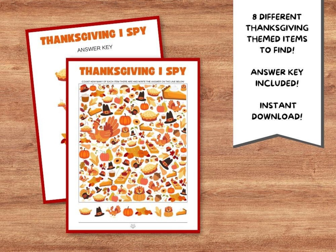 THANKSGIVING I SPY Game Instant Download Printable - Etsy