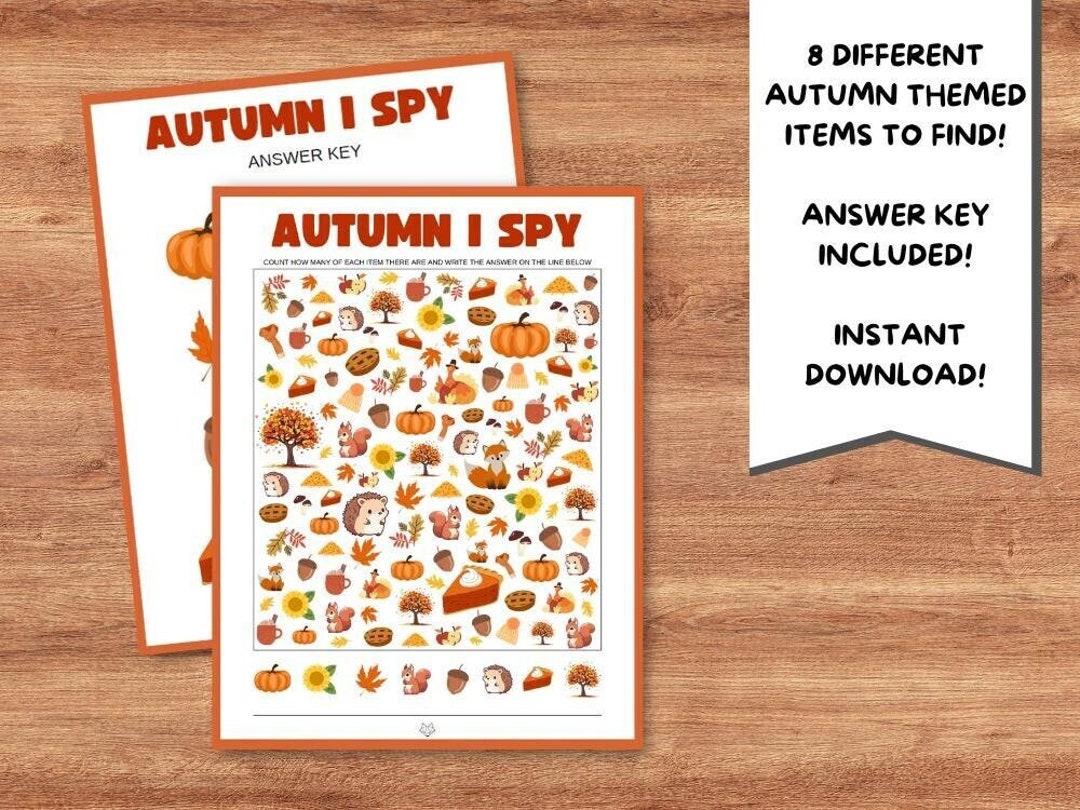 AUTUMN I SPY Game Instant Download Printable - Etsy