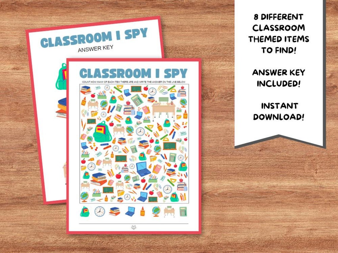 CLASSROOM I SPY Game Instant Download Printable - Etsy Canada