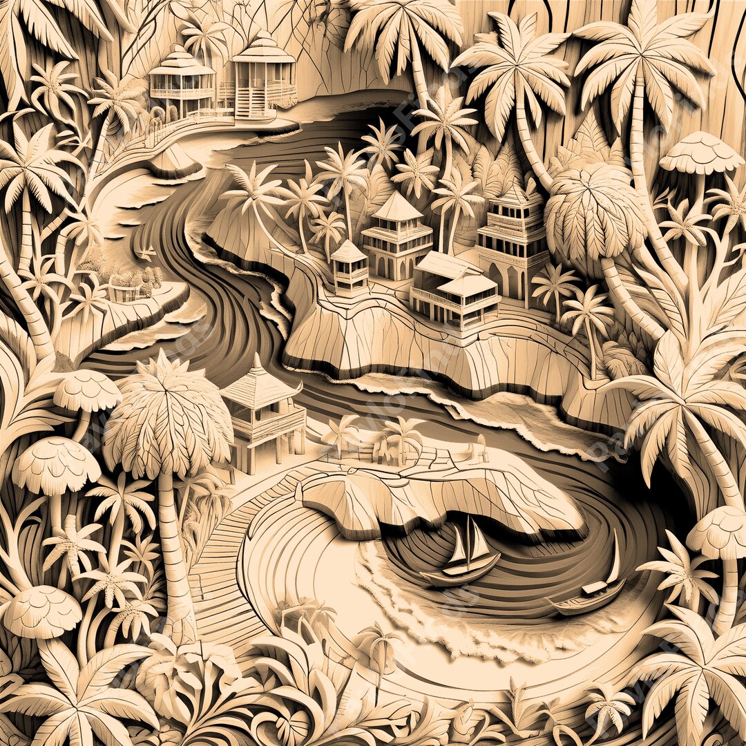 Laser Burn Engrave PNG File Digital, 3D Illusion Image, Wood Cut Carve ...