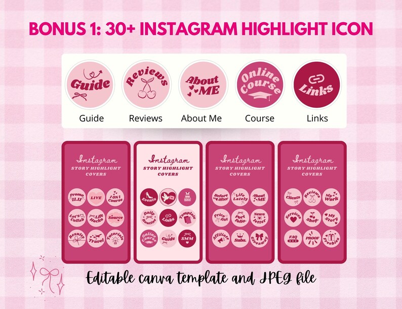 Pink Instagram Bundles | Feminine Social Media Branding Kit | Canva ...