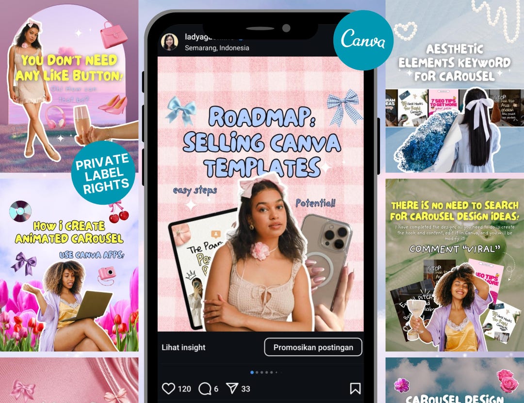 Animated Instagram Carousel Templates: Feminine Canva Design (resell ...