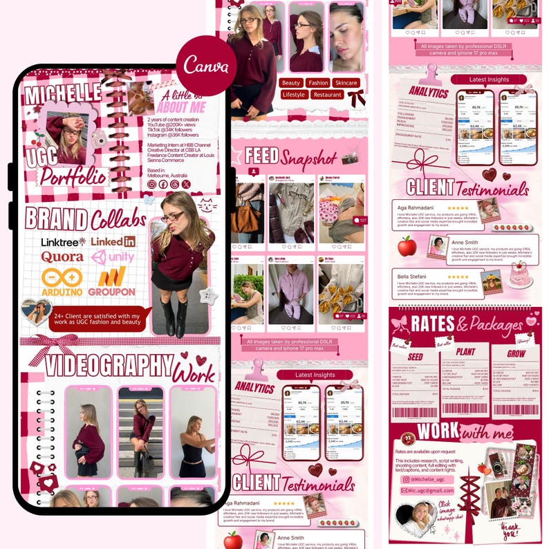 UGC Portfolio Template, Mobile Friendly One Page Creator Website (canva ...