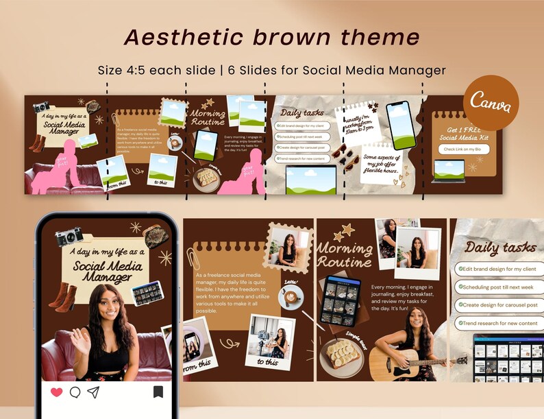 Brown Instagram Carousel Template | Canva Social Media (digital ...