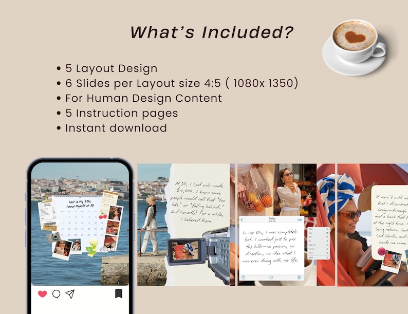 Human Design Instagram Carousel Template: Scrapbook Style Canva Design ...